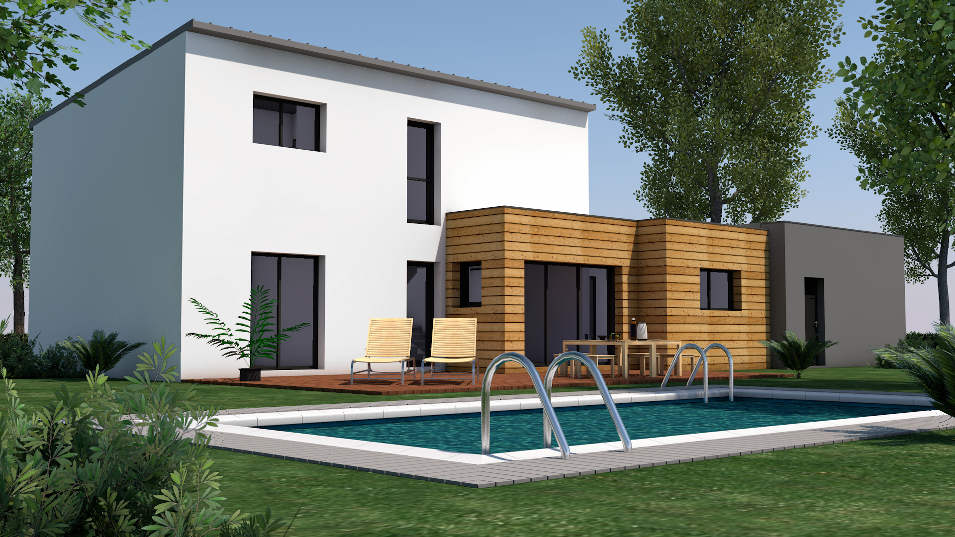 HEULINOISE pers arrière toit monopente zinc - Villadim